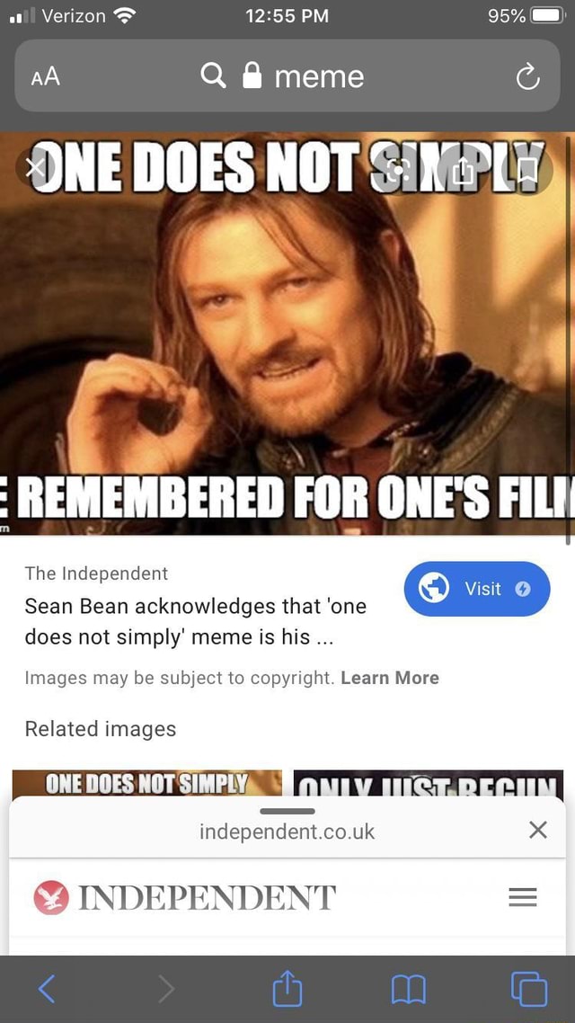 REMEMBERED FOR ONE'S FILI E a The Independent © Mo ISI Sean Bean ...