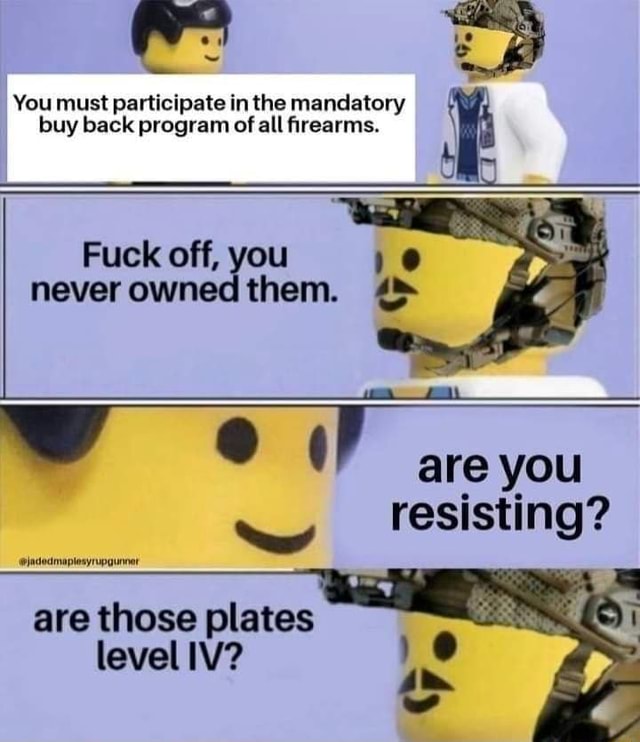 You must participate in the mandatory buy back program of all firearms ...