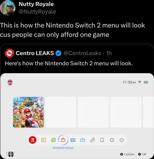 Nutty Royale @NuttyRoyale This is how the Nintendo Switch 2 menu will ...