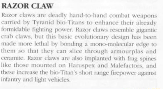 RAZOR CLAW Razor claws are deadly hand combat weapons carried by ...