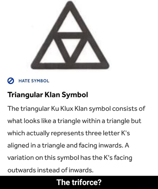 Triangular Klan Symbol The triangular Ku Klux Klan symbol consists of ...