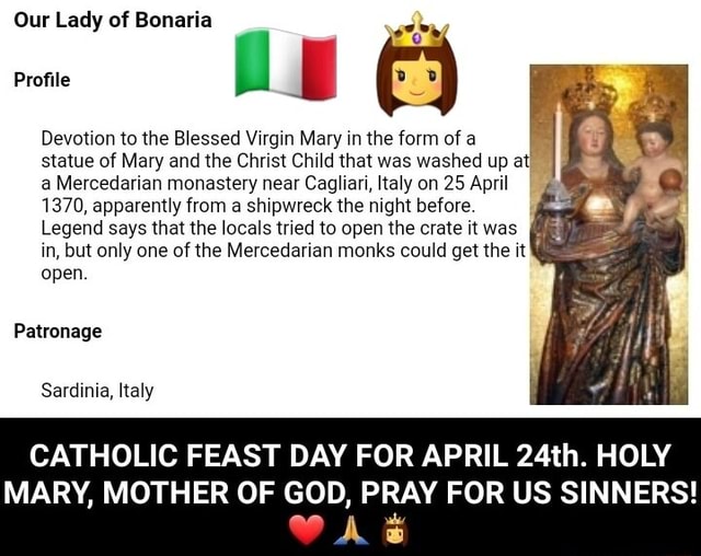 Our Lady of Bonaria Profile Devotion to the Blessed Virgin Mary in the ...