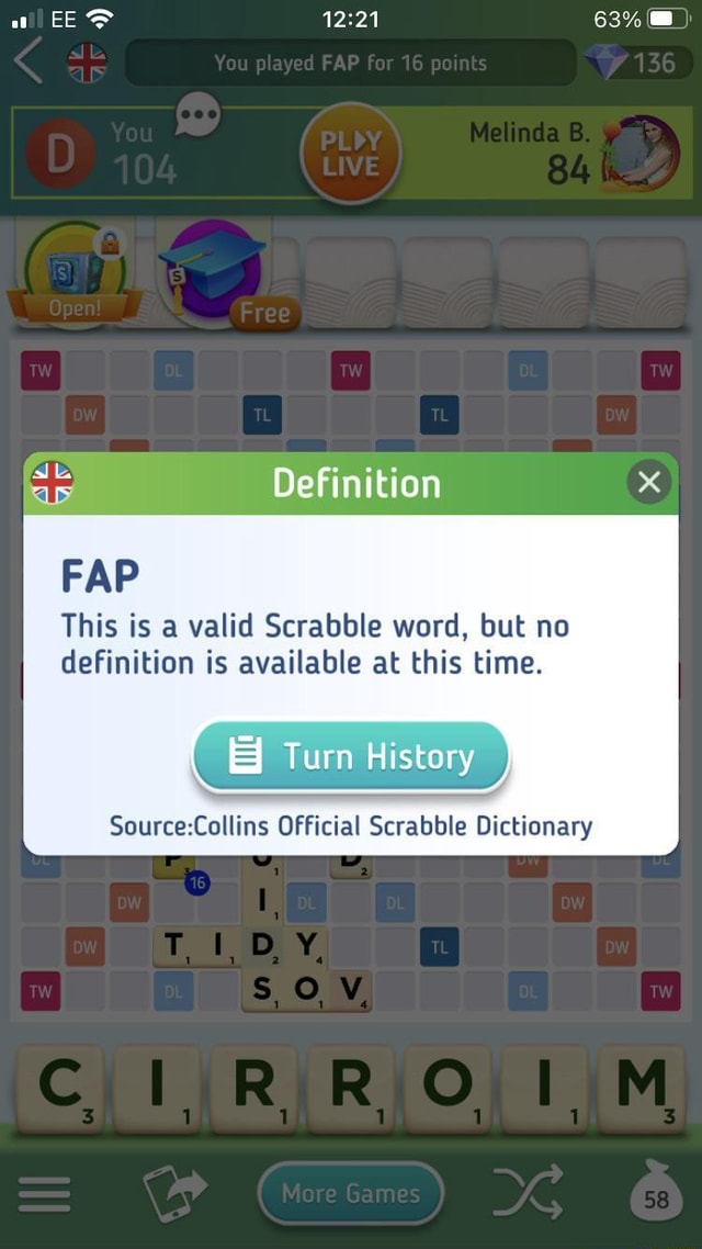 EES 63% pa da Definition x FAP This is a valid Scrabble word, but no ...
