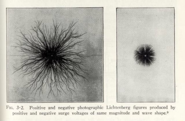 Fic, Positive and negative photographic Lichtenberg figures produced by ...