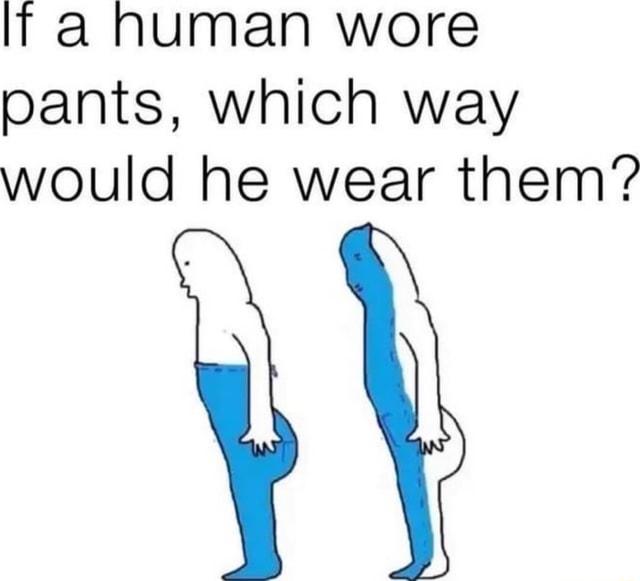 It human wore pants, which way would he wear them'? - iFunny