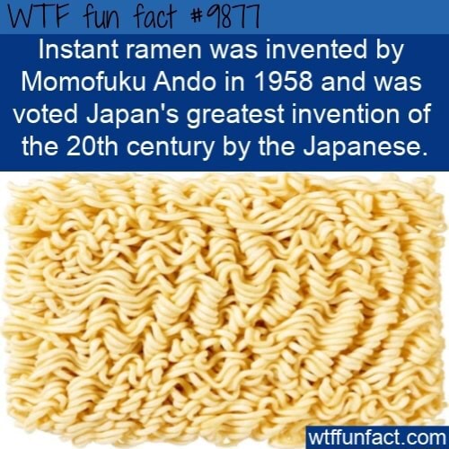 Tun Instant ramen was invented by Momofuku Ando in 1958 and was voted ...