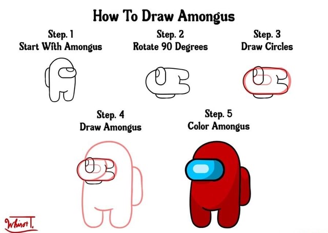 How To Draw Amongus Step. 1 Step. 2 Step. 3 Start With Amongus Rotate ...