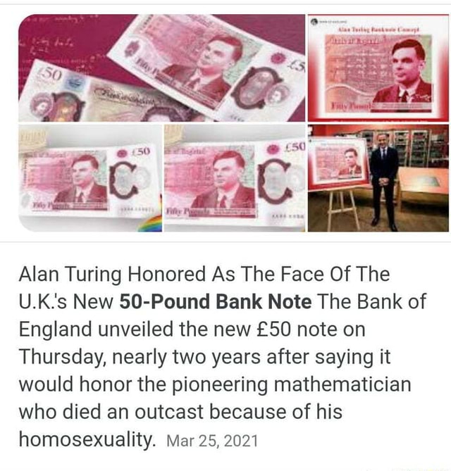 AA Alan Turing Honored As The Face Of The U.K.'s New 50-Pound Bank Note ...