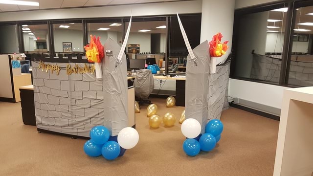 Turned his Cubicle into a castle. He loved it. Happy Birthday Bossman ...