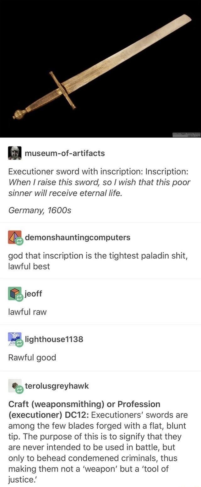 Ll museum-of-artifacts Executioner sword with inscription: Inscription ...