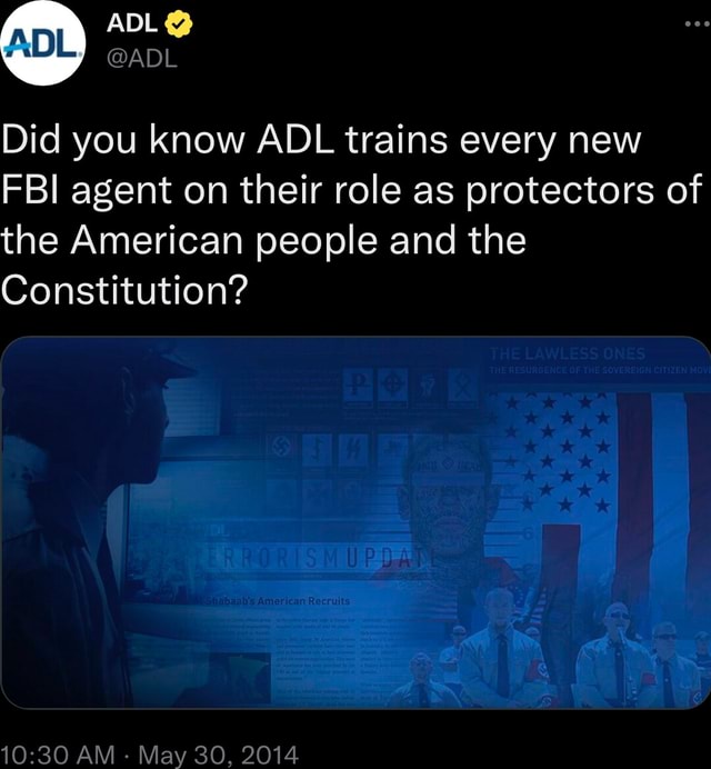 Did you know ADL trains every new FBI agent on their role as protectors ...