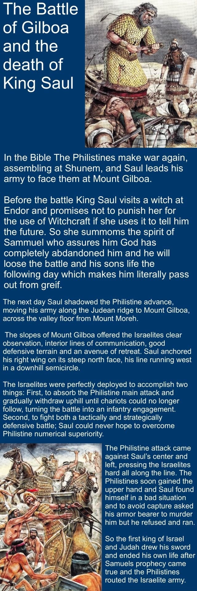 The Battle of Gilboa and the death of I King Saul 5 In the Bible The ...