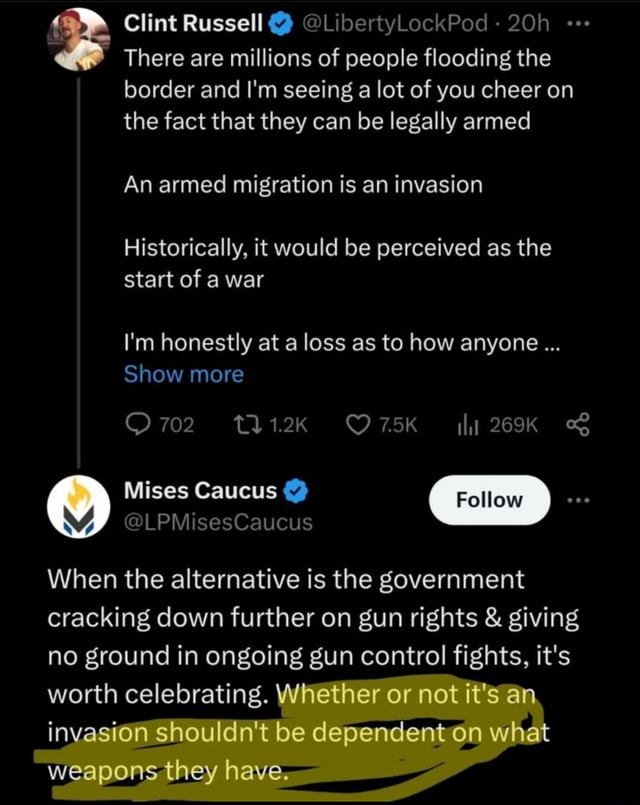 Clint Russell @LibertyLockPod - There are millions of people flooding ...