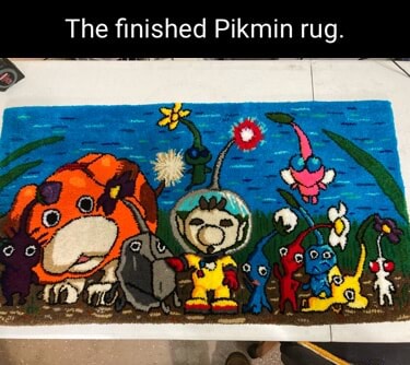 The finished Pikmin rug. - iFunny