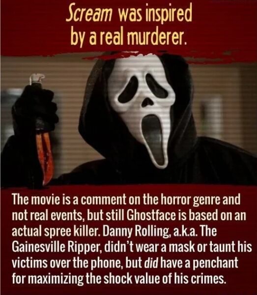 Scream was inspired by areal murderer. (we The movie is a comment on ...