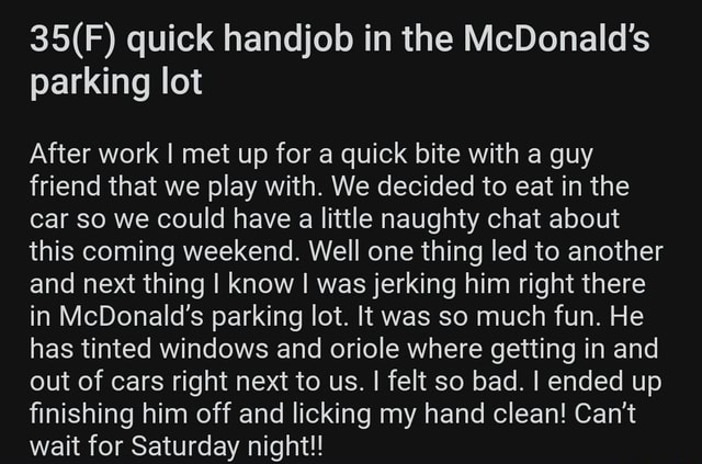 Quick Handjob In The Mcdonalds Parking Lot After Work I Met Up For A