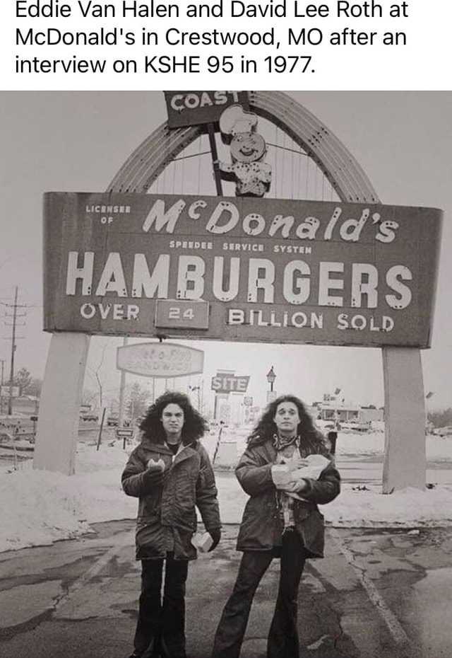 Eaaie Van Halen ana David Lee Roth at McDonald's in Crestwood, MO after ...