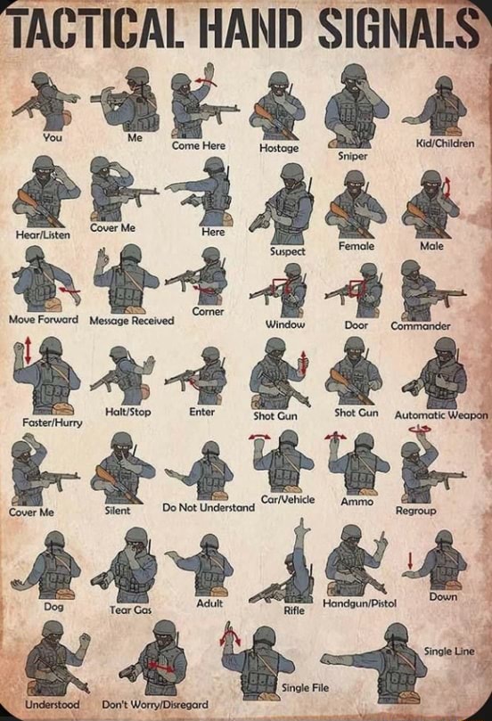 TACTICAL HAND SIGNALS ee bee - iFunny