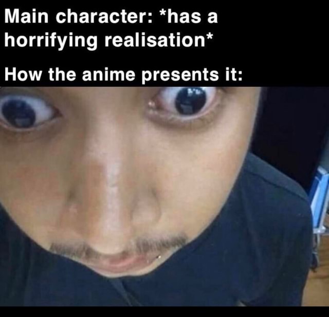 Main character: *has a horrifying realisation* How the anime presents ...