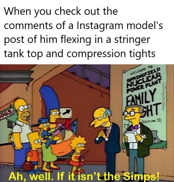 When you check out the comments of a Instagram model's post of him ...