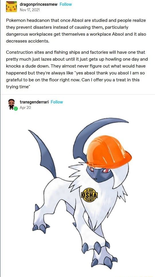 Pokemon headcanon that once Absol are studied and people realize ...