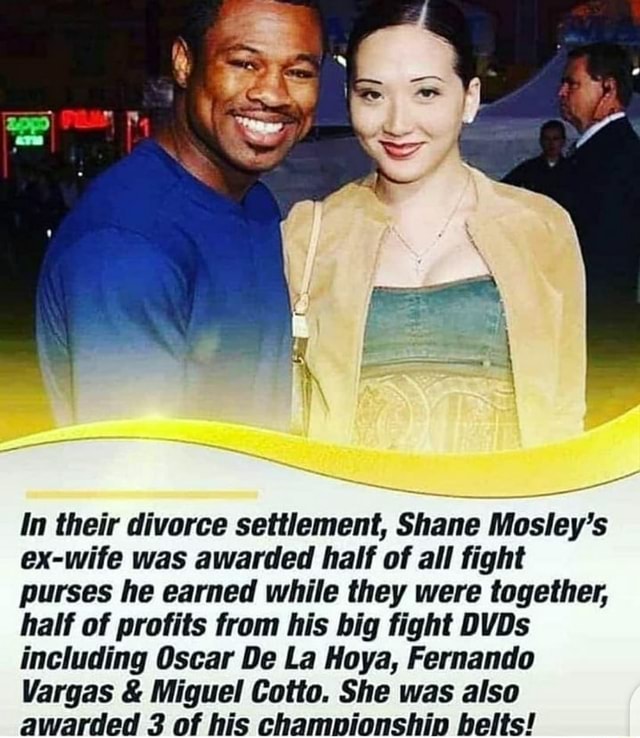 In their divorce settlement, Shane Mosley's ex-wife was awarded half of ...