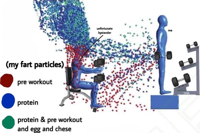 (my fart particles) protein & pre workout and egg and chese - iFunny