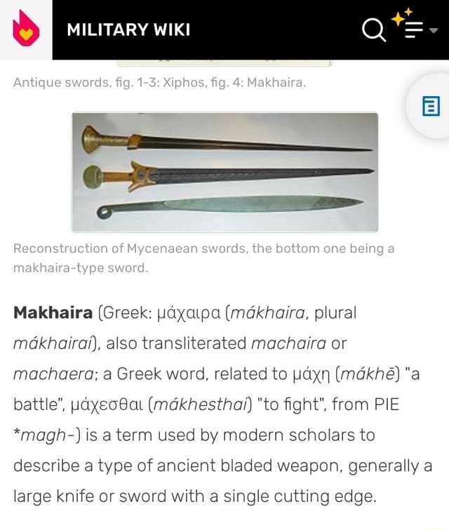 MILITARY WIKI Antique swords, fig. 1-3: Xiphos, fig. 4: Makhaira ...