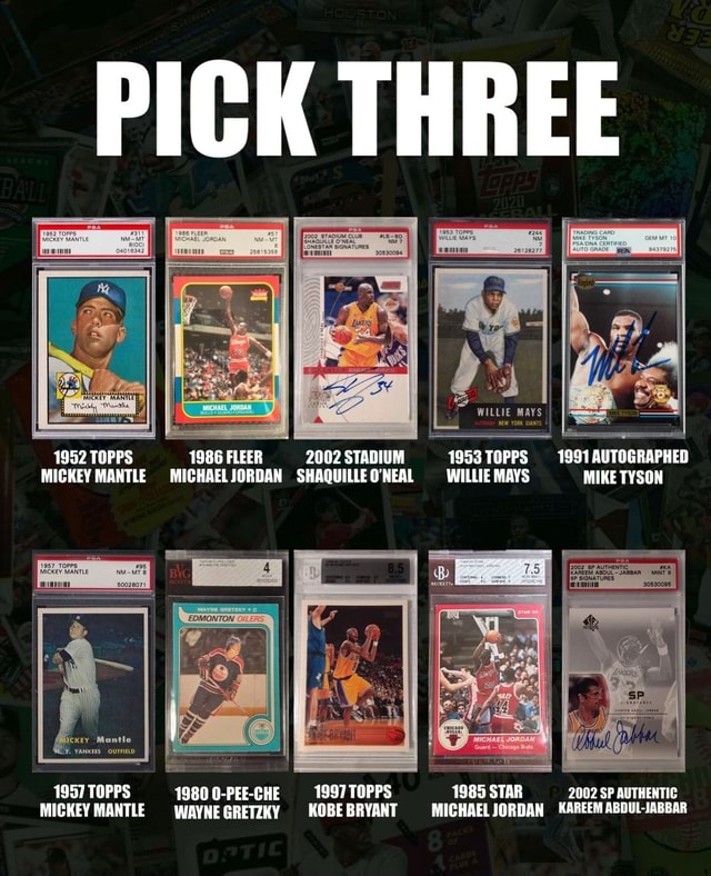 PICK THREE WILLIE MAYS 1952 TOPPS 1986 FLEER 2002 STADIUM 1953 TOPPS ...