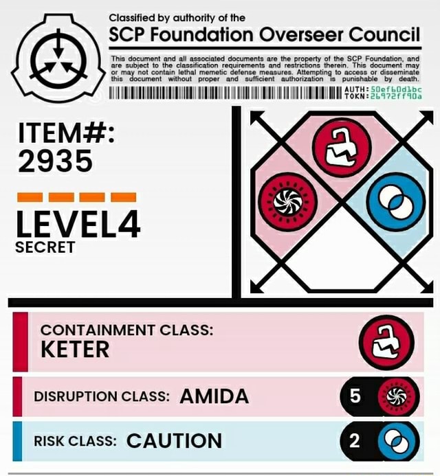 Classified by authority of the SCP Foundation Overseer Council the SCP ...