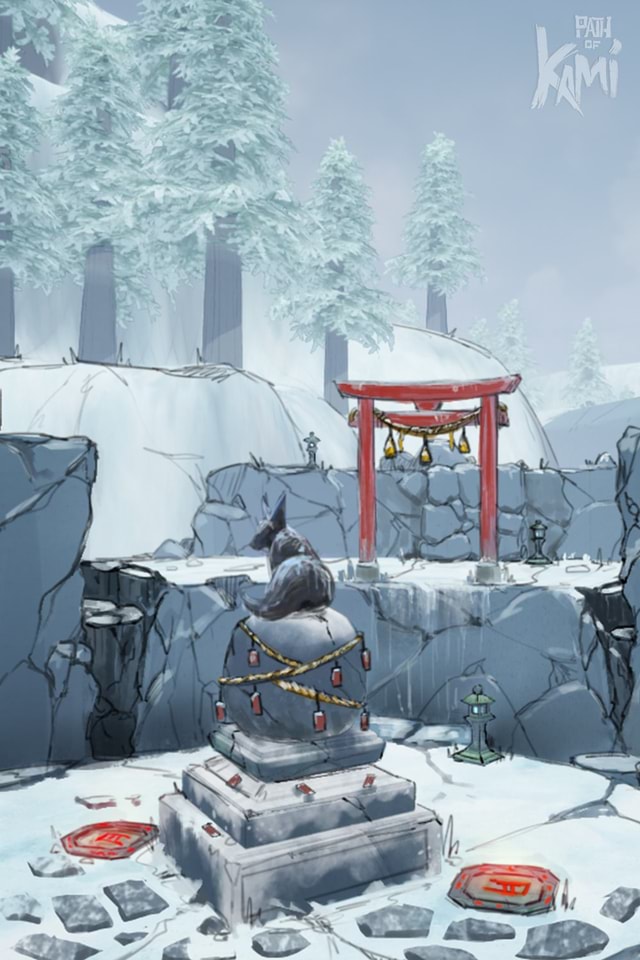 Paint over concept art for Path of Kami, featuring an area in the game ...
