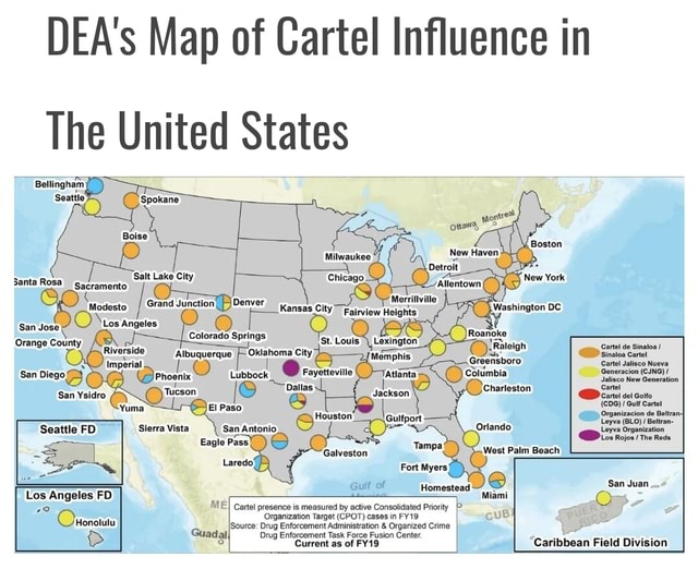 DEA's Map of Cartel Influence in The United States Milwaukee Salt Lake ...