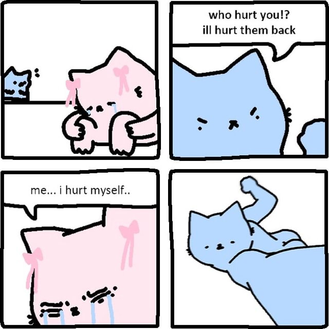 Who hurt you!? ill hurt them back hurt myself. - iFunny