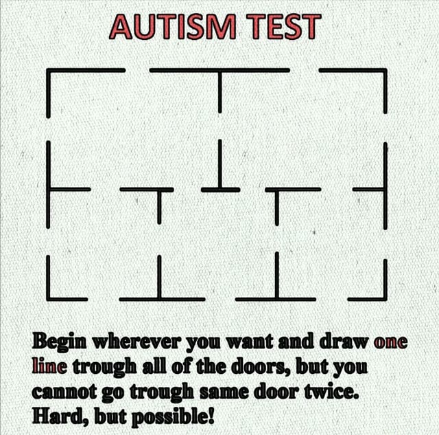 AUTISM TEST Begim wherever want and draw one time trough alll of the ...