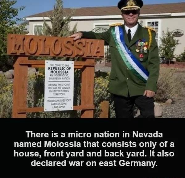 There is a micro nation in Nevada named Molossia that consists only of ...