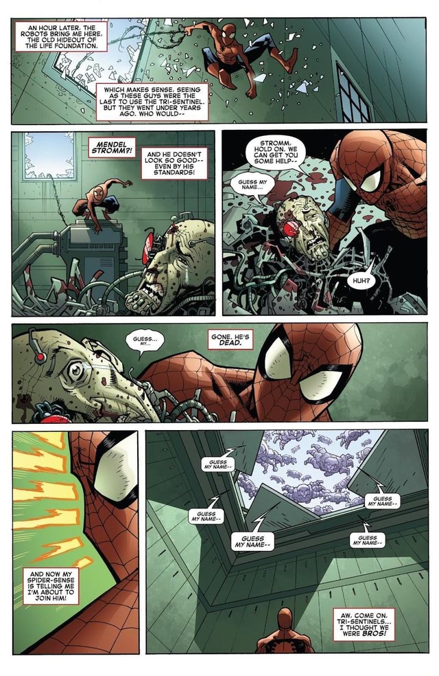 Spider-Man takes an explosion from the death of Tri-Sentinels (Amazing ...