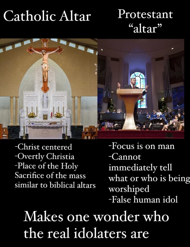 Catholic Altar Protestant "altar" -Christ centered -Focus is on man ...