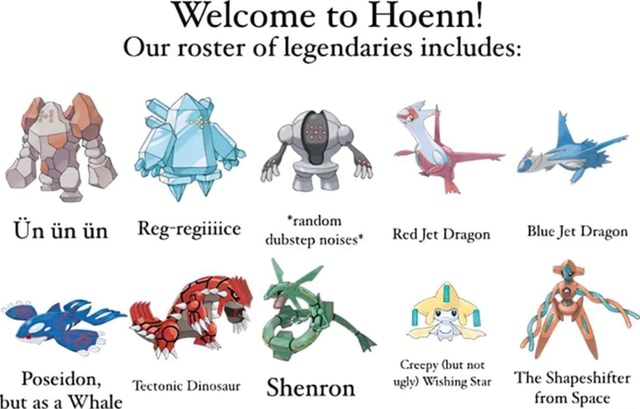 Welcome to Hoenn! Our roster of legendaries includes: *random Un tin ...