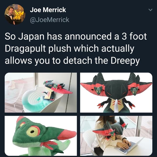 Joe Merrick So Japan has announced a 3 foot Dragapult plush which ...