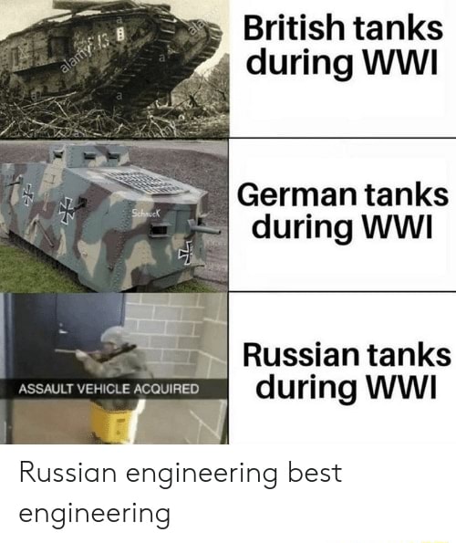 British tanks during WWI German tanks during WWI I Russian tanks during ...