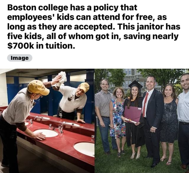 Boston college has a policy that employees' kids can attend for free ...