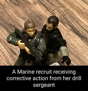 Marine recruit receiving corrective action from her drill sergeant - iFunny