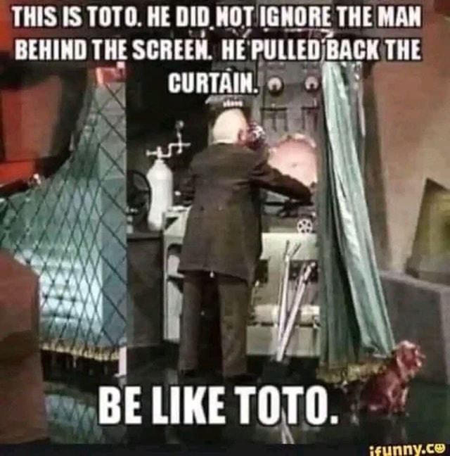 THIS IS TOTO. HE DID WOT IGNORE THE MAN BEHIND THE SCREEN. HE PULLED ...