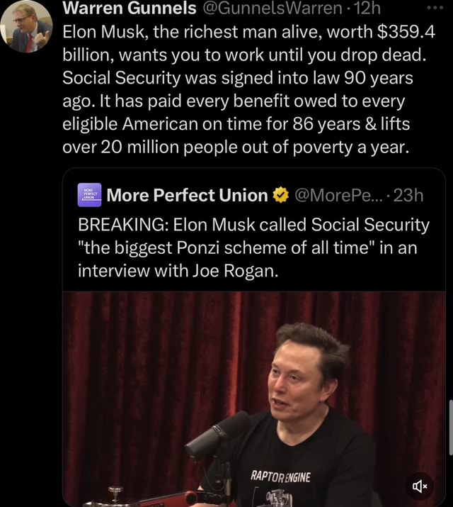 Warren Gunnels @GunnelsWarren dy/ Elon Musk, the richest man alive ...