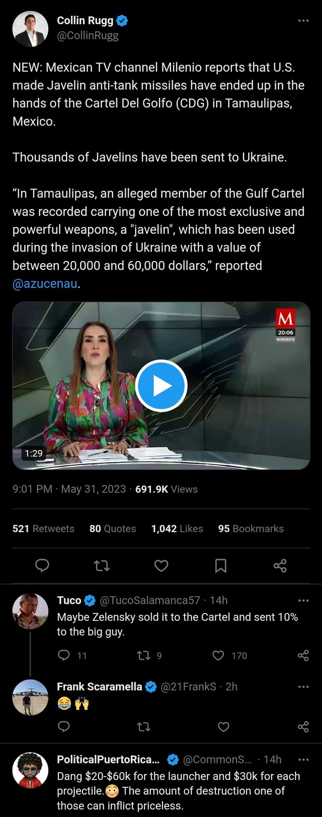 Collin Rugg NEW: Mexican TV channel Milenio reports that U.S. made ...