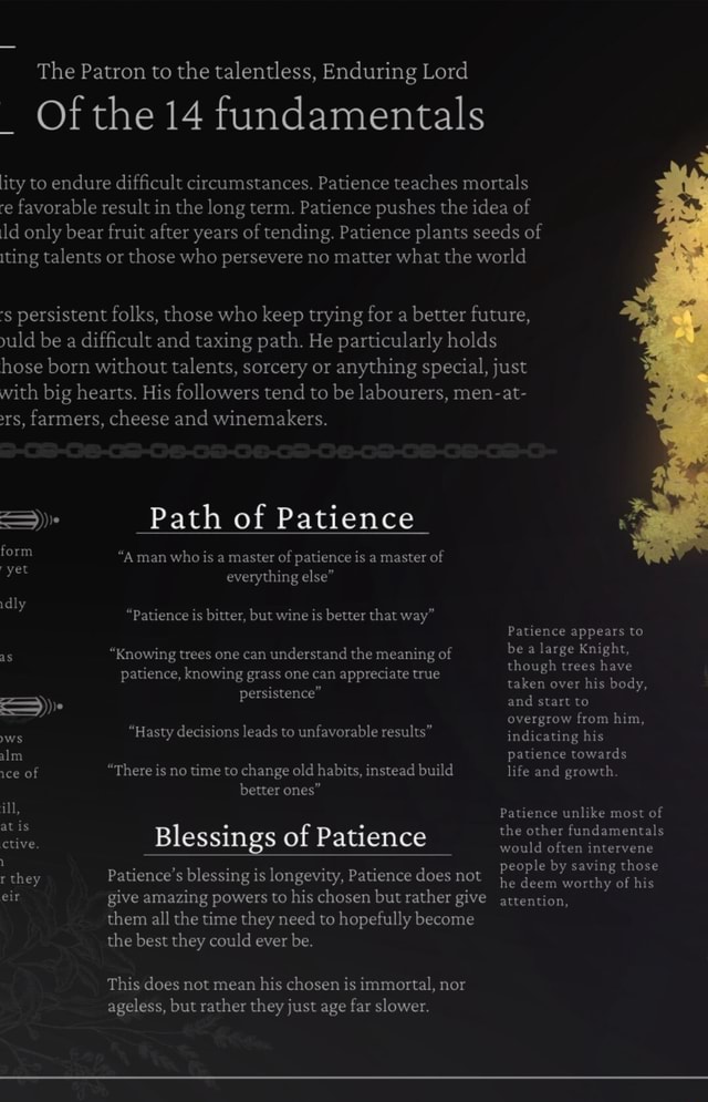 The Patron to the talentless, Enduring Lord _ Of the 14 fundamentals ...