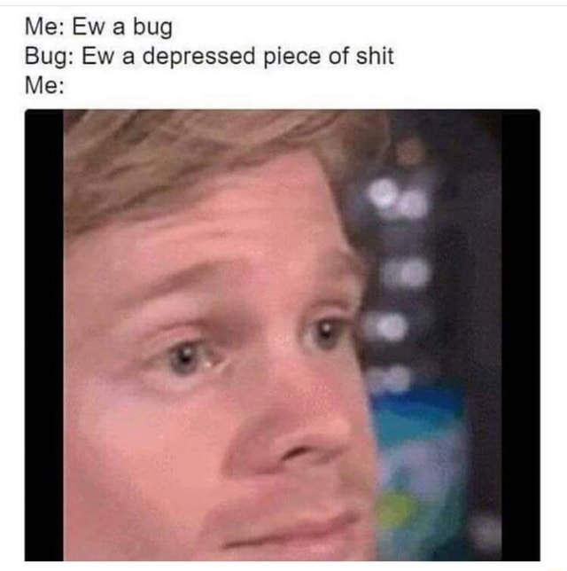 Me: Ew a bug Bug: Ew a depressed piece of shit Me: - iFunny