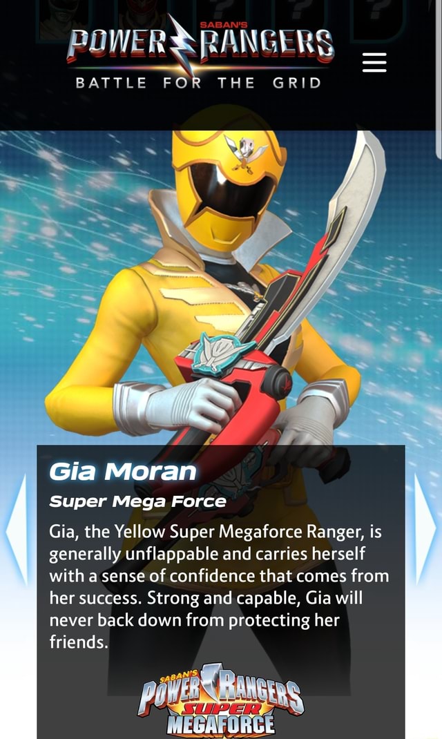 Gia, the Yellow Super Megaforce Ranger, is generally unflappable and ...