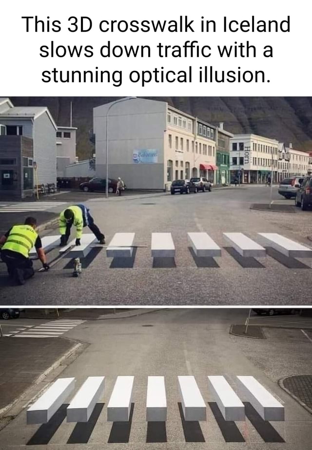 This crosswalk in Iceland slows down traffic with a stunning optical ...