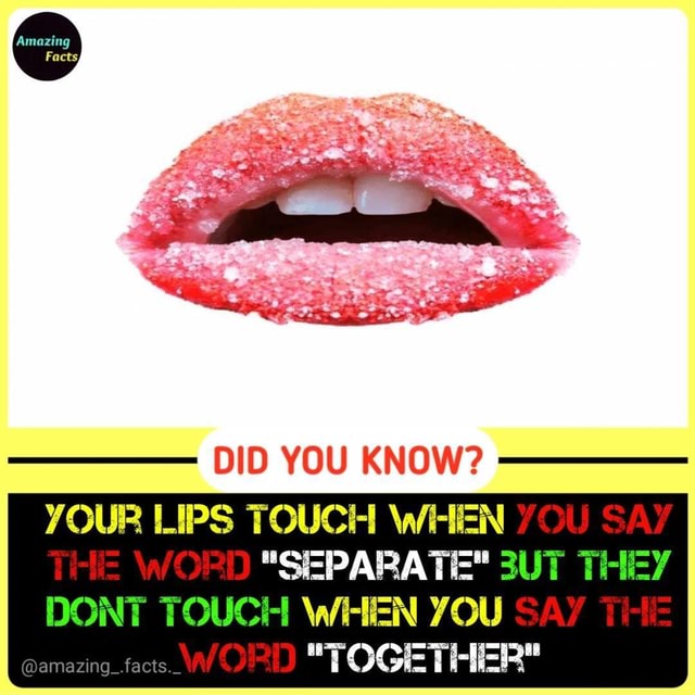 Amazing Facts, DID YOU KNOW? YOUR LIPS TOUCH WHEN SAY AT DONT TOUCH ...